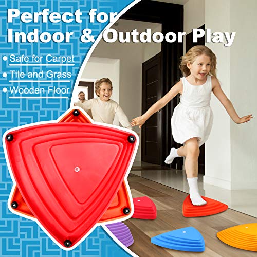 Gentle Monster Stepping Stones for Kids, Set of 11 Pcs for Balance with Non-Slip Bottom - Exercise Coordination and Stability