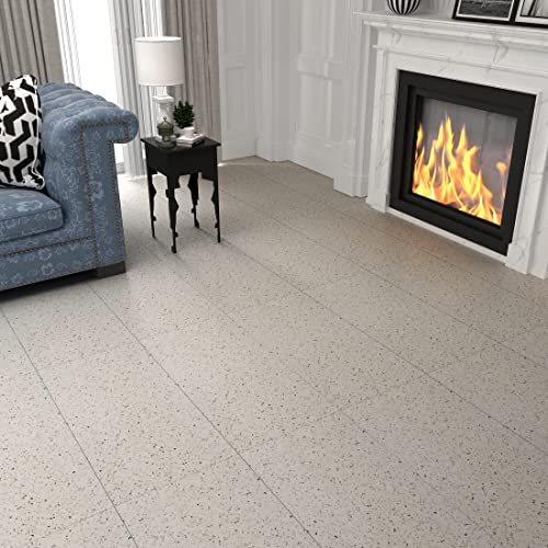 Decotalk Peel and Stick Floor Tiles 15PCS Terrazzo Floor Tile Bathroom Flooring Waterproof Vinyl Flooring Roll Speckled Floor Tile 12"x24" Vinyl Plank Flooring Removable Floor Tile for Kitchen Decor