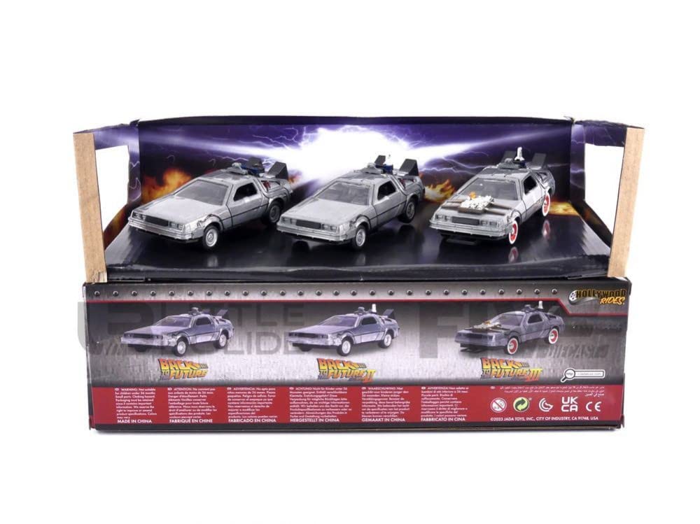 Back to The Future 1:32 Time Machine 3-Pack Die-Cast Cars, Toys for Kids and Adults