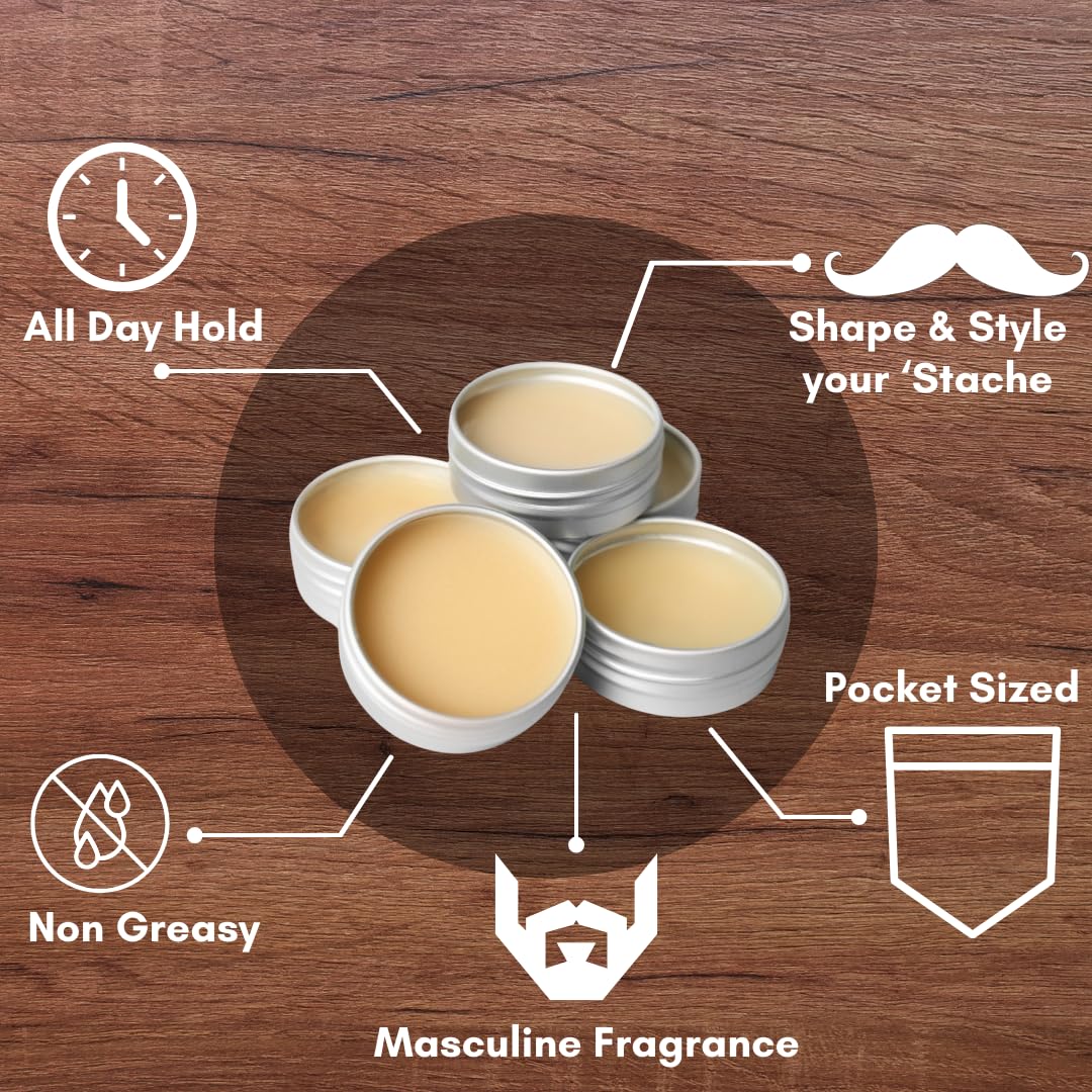 G.B.S Strong Hold Sandalwood Mustache Wax, Easy Application, Restyleable, long lasting hold