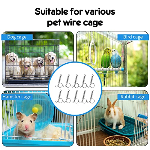CheeFun Spring Latch Hook for Cages: Multifunctional Metal Spring Latch for Fixing Pet Cage Door (10 Pcs)
