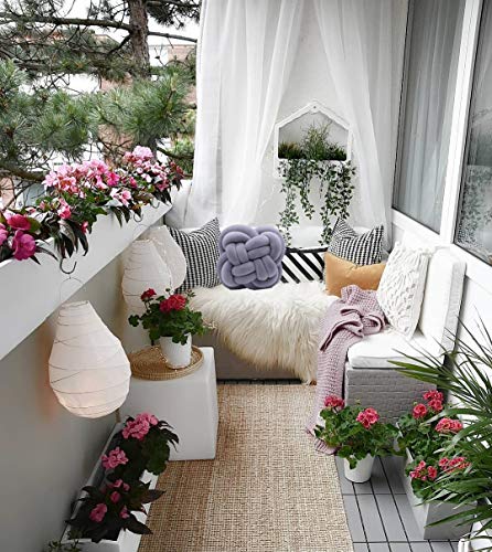 FLORAVOGUE Aesthetic Knot Throw Pillows Shaped Decor Cushion - Modern Home Sofa Decorative (Square 12 * 12, Light Grey)