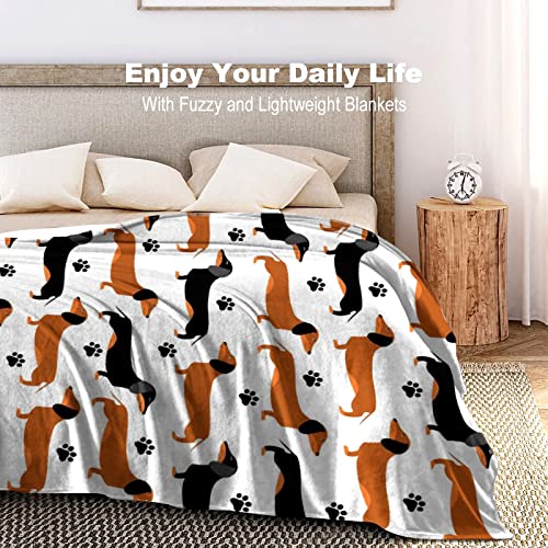Dachshund Throw Blanket Bedding Super Soft Warm Flannel Blankets for Kids Adults Bedroom Living Room Sofa 50"x40"