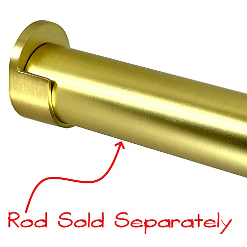 Desunia Closet Rod Support Flanges with Screw On Attachment | Heavy Duty 32mm Diameter Clothes Pole End Sockets for Wardrobes | Satin Brass | 2 Pack