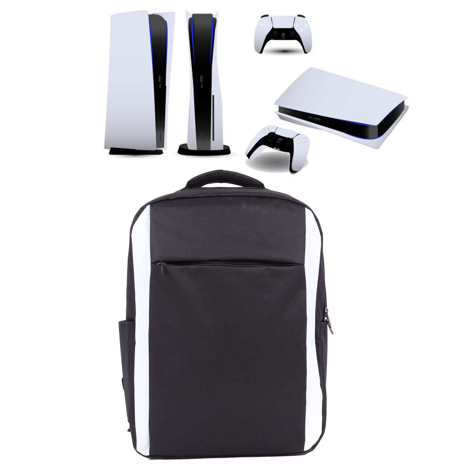 Kafuty-1 Carrying Case for PS5, Waterproof Shockproof Game Backpack Travel Carrying Case Storage Bag for Playstation 5, Storage for Controller & Accessories