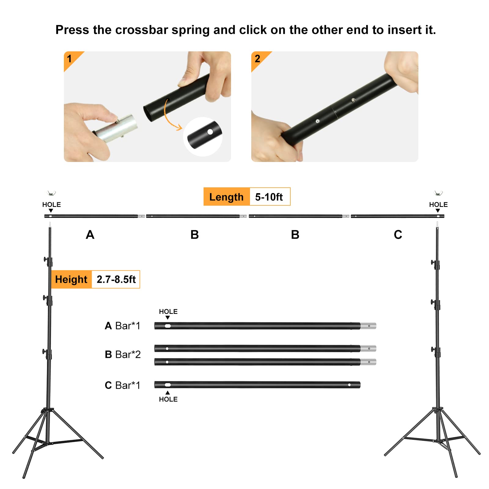 Background Support Stand, Maxztill 8.5 x 10 ft Adjustable Background Stand Backdrop Support System Kit with Carry Bag, Sandbag for Photo Video Studio
