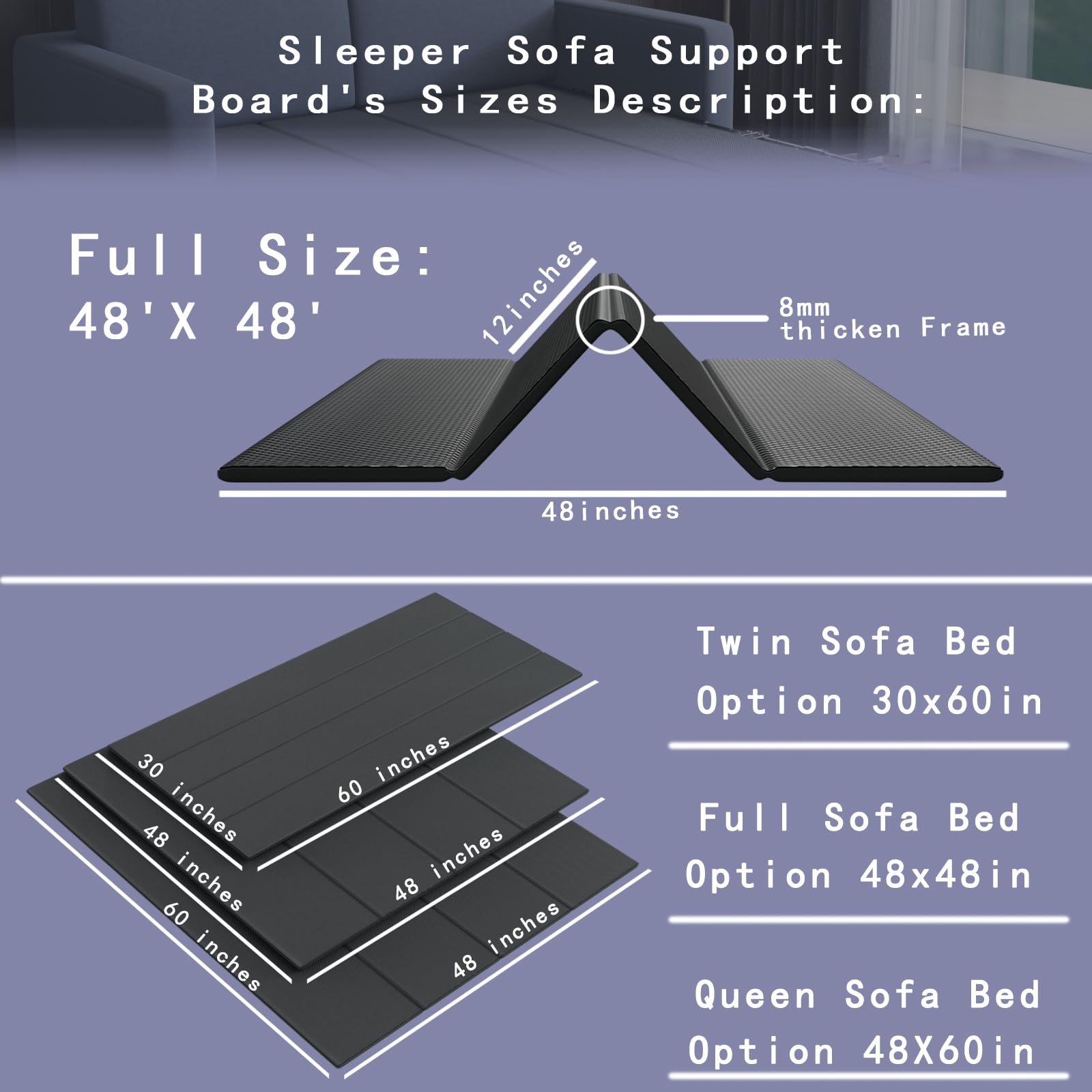 Yarfyk Foldable Box Spring, Bunkie Board, Bed Support Slats for Support to Streamline and Minimize The Bed, No Assembly Needed, Twin Size, 48 x 48 in