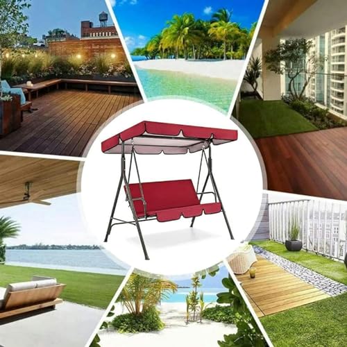 BTURYT Swing Top Replacement Canopy Cover, Outdoor Patio Swing Canopy Replacement Top Cover, 210DWaterproof Oxford Cloth Canopy Replacement Cover for 2/3-Seater-Swing Chair