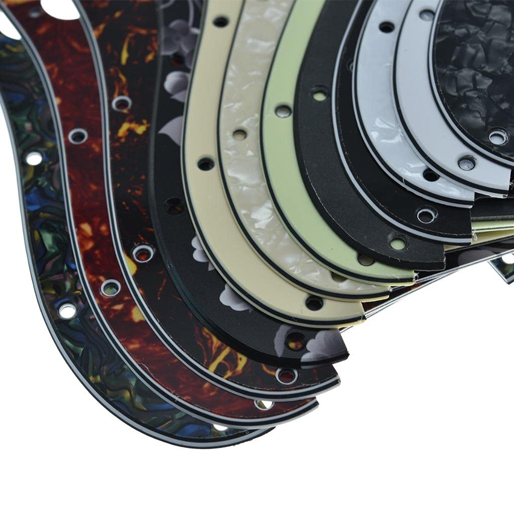 KAISH 11 Hole American Modern Strat Style HSS Pickguard 2-Screw Round Corner Humbucking Pickup Mounting for Stratocaster/Strat Black 3 Ply