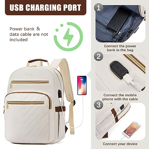 BOSTANTEN 15.6 Inch Laptop Backpack for Women- College Teacher Computer Bag Travel Backpack Purse with USB Charging Port
