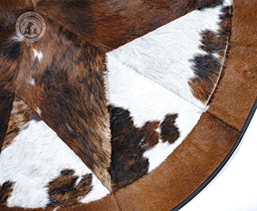 Genuine Round Cowhide Rug Rodeo Star Patchwork 40" Area Rug