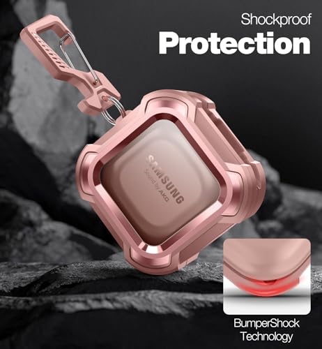 Dexnor Compatible with Samsung Galaxy Buds 2 Pro Case(2022)/Galaxy Buds 2 Case(2021)/ Galaxy Buds Live Case(2020)/ Galaxy Buds Pro Case(2021) Clear Hard PC & Silicone 360 Full Body Case- Pink