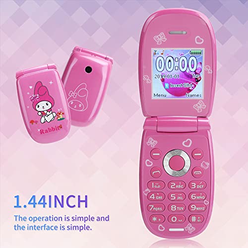 Dpofirs Portable Cute Flip Mobile Phone, Smallest Mobile Phone Toy for Kids Toddlers Students, 1.44in Mini Cell Phone, Mini Phone Gifts for Kids(Pink)