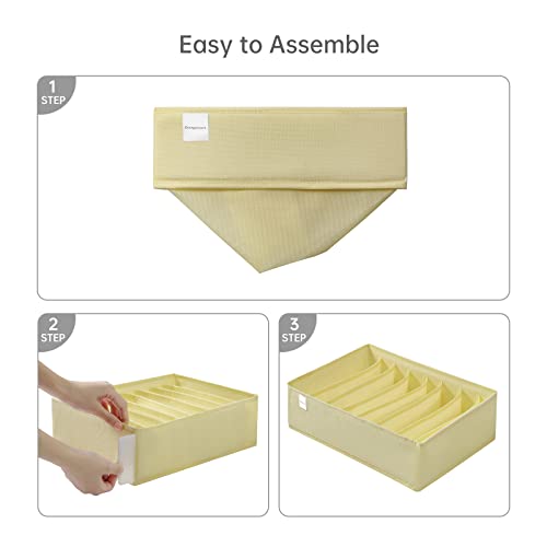 Coorganisers 4 Packs Wardrobe Clothes Organizer, 8 Grids Washable Portable Closet Organizer Storage Box Foldable Closet Drawer Organizer for Underwear, Socks, Scarves, Leggings,T-shirts(Beige)