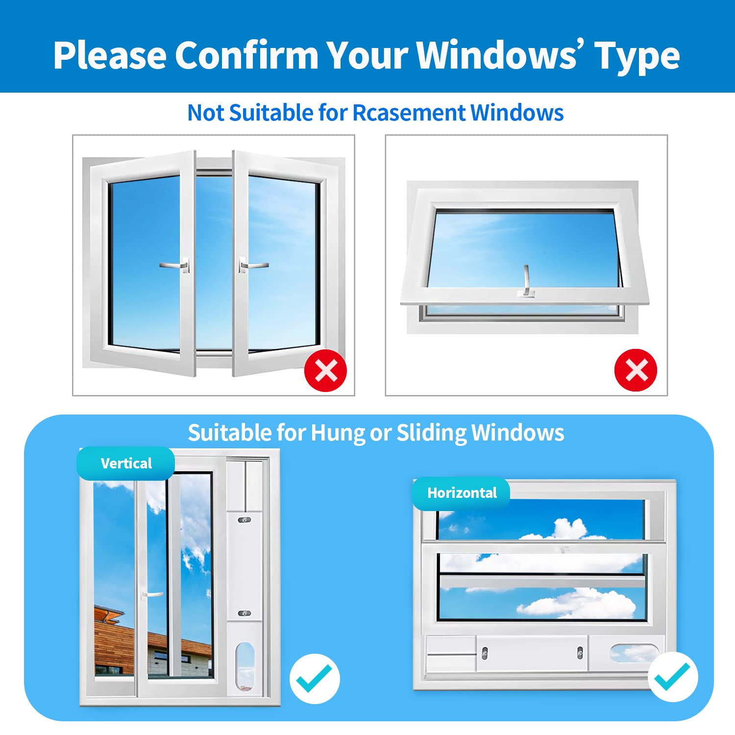Portable Air Conditioner Window Kit for 15cm/5.9Inch or 13cm/5.1Inch Exhaust Hose with Apartments Coupler Adjustable Window Seal Not Include Exhaust Hose for AC Unit, AC Window Vent Kit