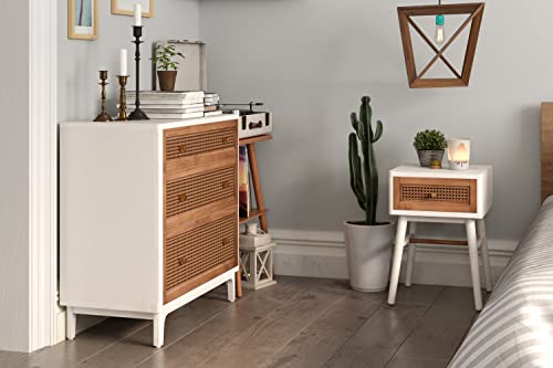 COZAYH Set of 2 Fully-Assembled Modern Farmhouse Clean-Lined Nightstand, End Table with 1 Drawer,Distressed White (X03008-1-2P)