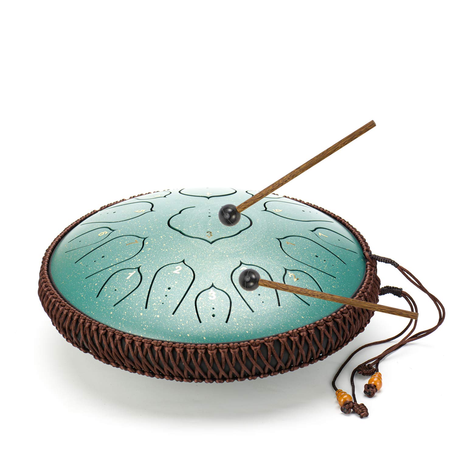 Green 15 Notes 14 Inches Steel Tongue Drum | Wide Range Steel Drum with Carrying Bag & Mallets | Tank Drum for Healing | Random Color | Ideal for Stress Relief and Meditation, Gift Idea