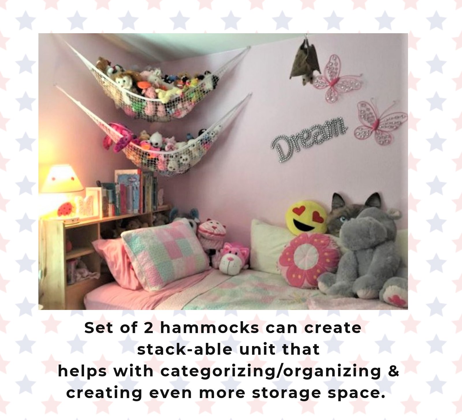 MiniOwls Toy Storage Hammock for any Room Corner. Strong and Sturdy Net for Stuffed toy Animals. Great to Keep Stuffies of the Kid's Bed. (White, X-large (Pack of 1))