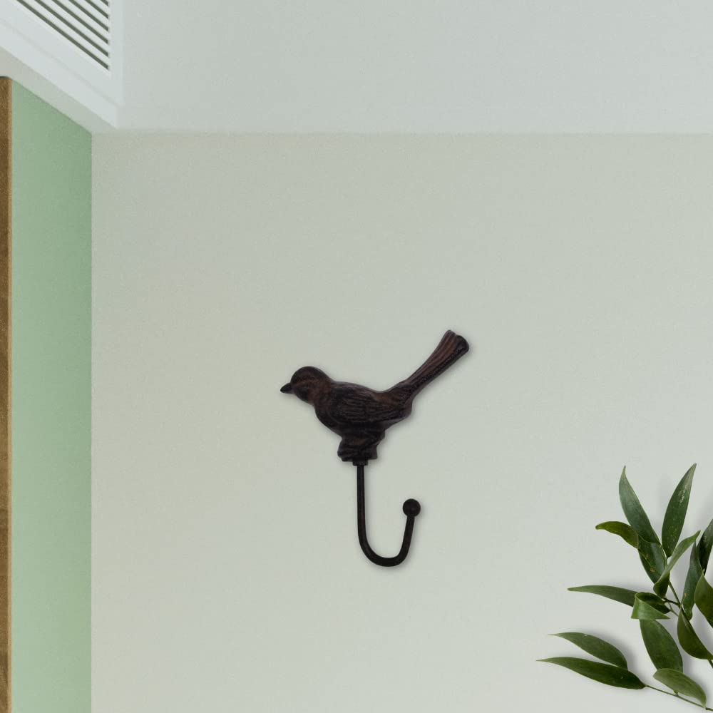 Comfy Hour Antique and Vintage Animal Collection Cast Iron Sparrow Bird Single Key Coat Hook Clothes Rack Wall Hanger, Heavy Duty Recycled Gift Idea