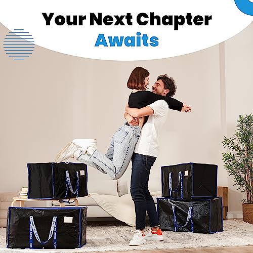 Clothing Storage Bags with Zipper - 4 Pack of Heavy Duty Moving Bags Extra Large - Dorm Storage Moving Tote Bag - Packing Bags for Moving Dorm Room Essentials, Pillows, Bedding & Blankets