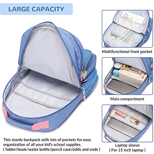 El-fmly Big School Backpack Bookbag for Teen Students, Multi Pockets Water Resistant Casual Daypack with 15.6 inch Laptop pocket for Travel(Grey)