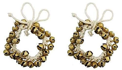 Indian Arts And Crafts Dancing ghungroo bells Tied with Cotton Cord Classical Musical Instrument Bell, Ankle Dance Accessories Bharatnatyam, Kuchipudi, Odissi Ghungru 16 No. (25+25) white string