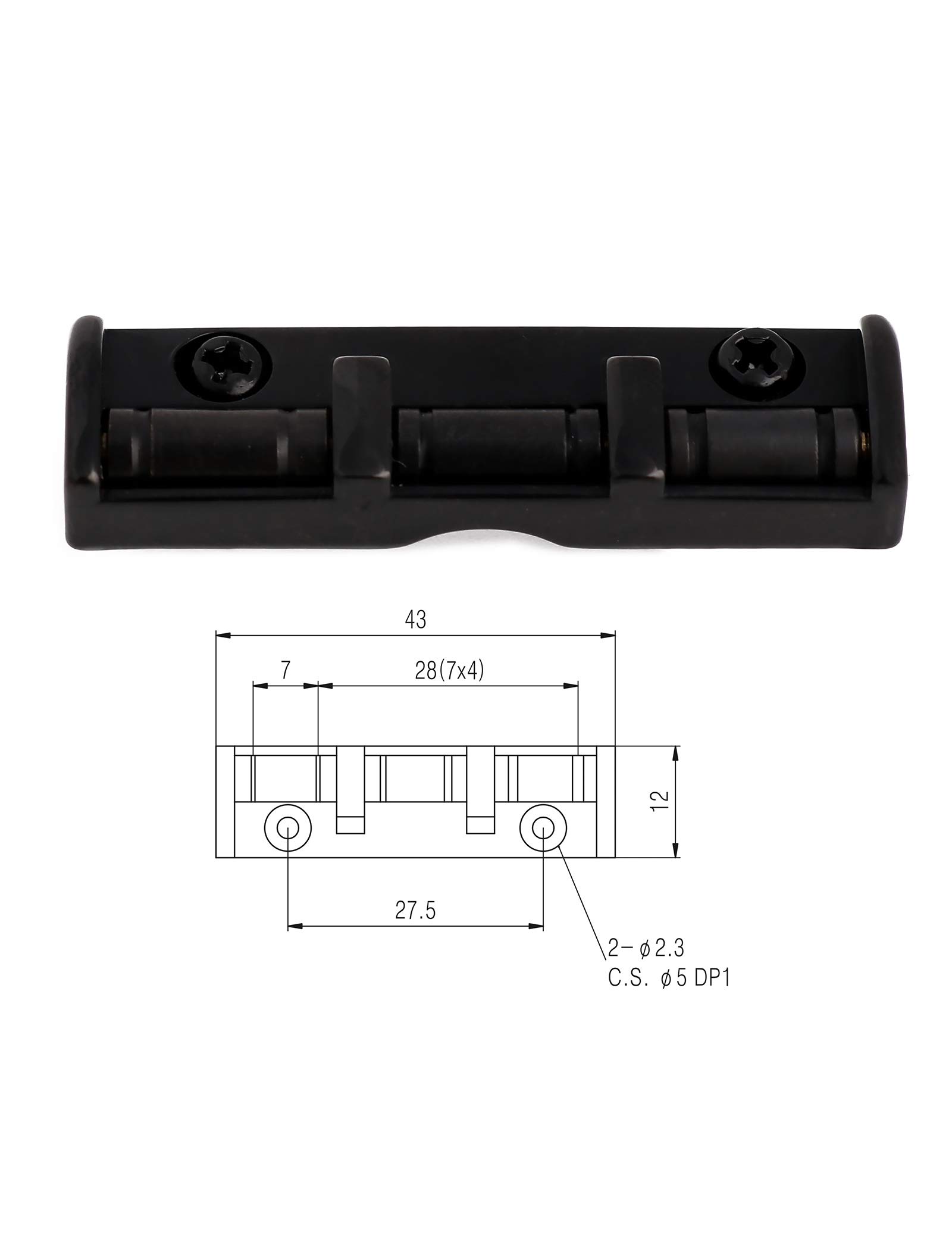 Holmer 6 String Metal Guitar Roller Nut 3 Saddles with Screws Compatible with Strat or Tele Electric Guitar Black.