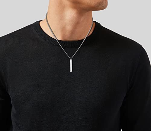 COAI Box Chain Simple Tungsten Steel Bar Pendant Necklace for Men 20"