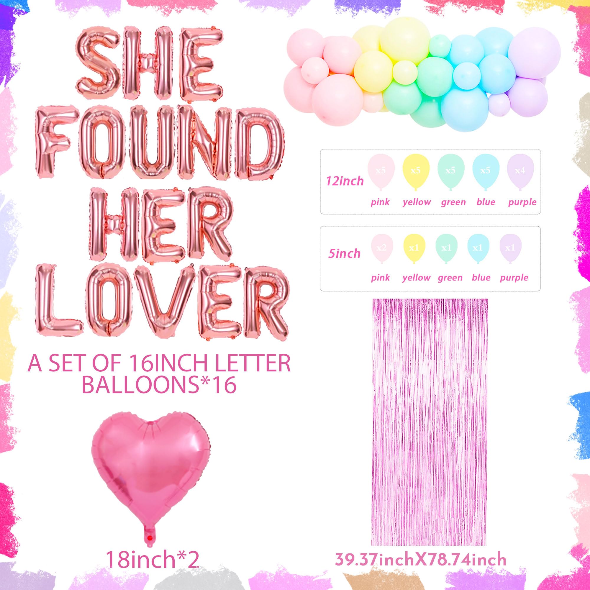 LaVenty She Found Her Lover Banner Balloon Taylor Bachelorette Party Decorations Rainbow Lover Bachelorette Party Decorations Bridal Shower Decorations