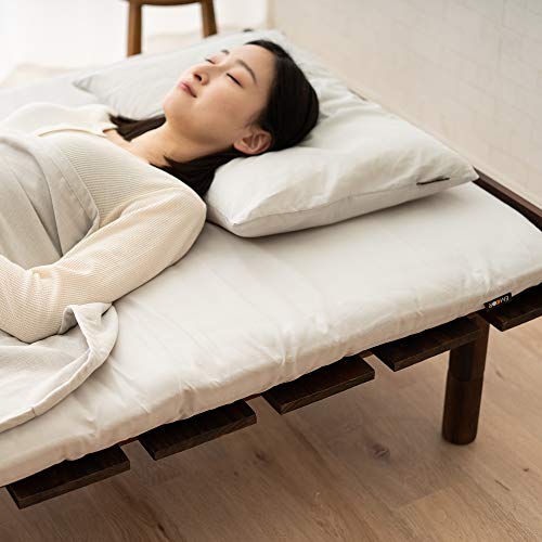 EMOOR Wood Slatted Floor Bed Frame OSMOS Twin for Japanese Futon Mattress Solid Pine (Retro-Brown), Height Adjustable (2/7/12in) Tatami Mat