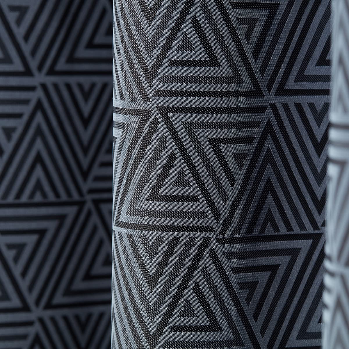Decoberry Blackout Curtain Set - Includes 2 Blue and Black Triangle Pattern Curtains, Trinity, 52" X 108", 100% Light Blocking and Sound Filtering, Thermal Insulation - Geometric Design with Grommets