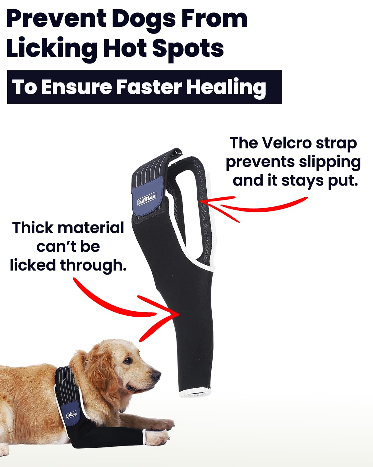 LufeLux Dog Leg Sleeve, Dog Compression Sleeve, Dog Cone Alternative, Keep Dog from Licking Wound with Strechy Adjustable Elastic Band, for Hot Spots, Wounds, Bandages