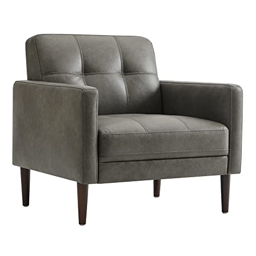 CHITA Mid-Century Sofas Furniture 32.3''W Faux Leather Single Sofa Couch Sets for Living Room Apartment, Grey