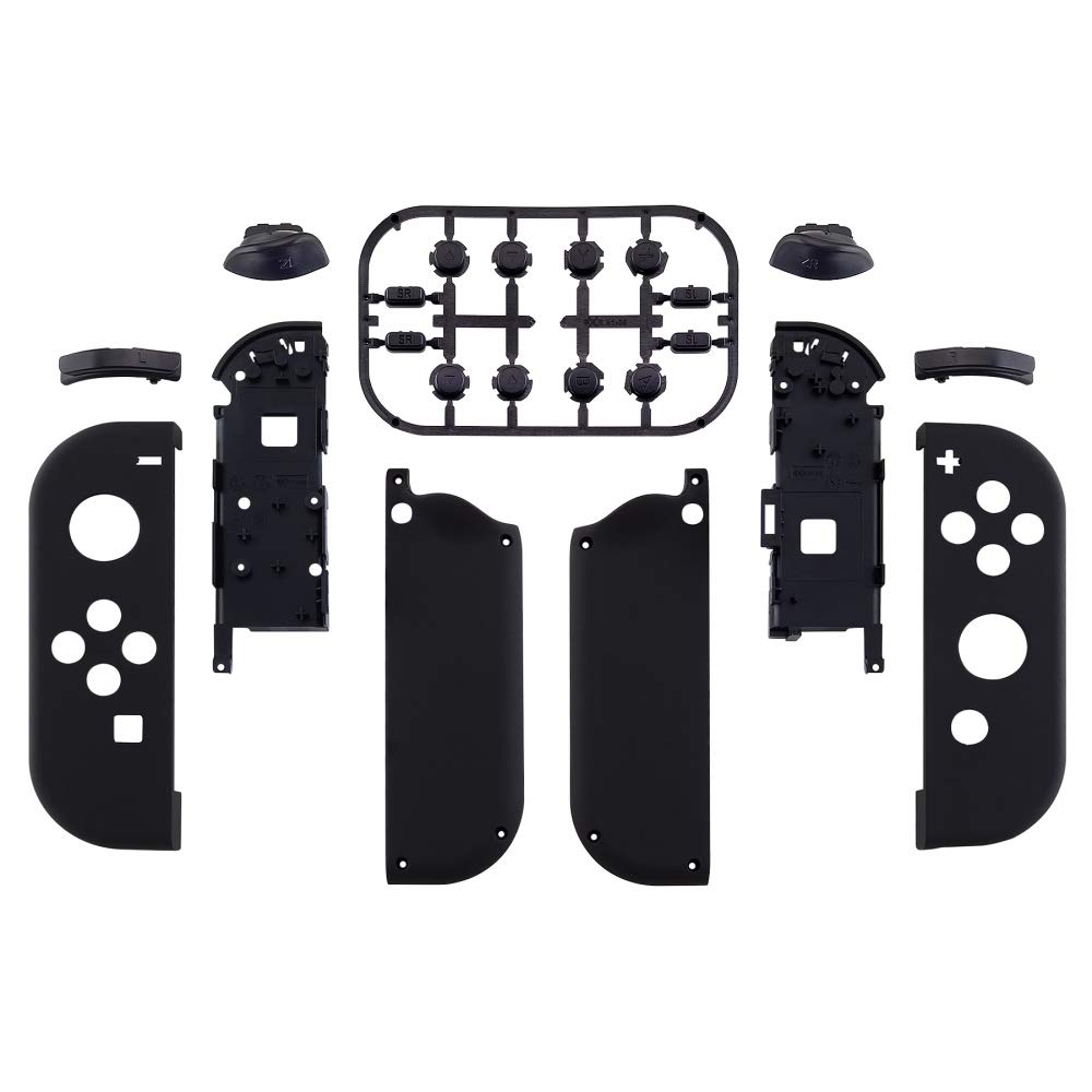 eXtremeRate DIY Replacement Shell Buttons for Nintendo Switch & Switch OLED, Black Soft Touch Custom Housing Case with Full Set Button for Joycon Handheld Controller - Console Shell NOT Included