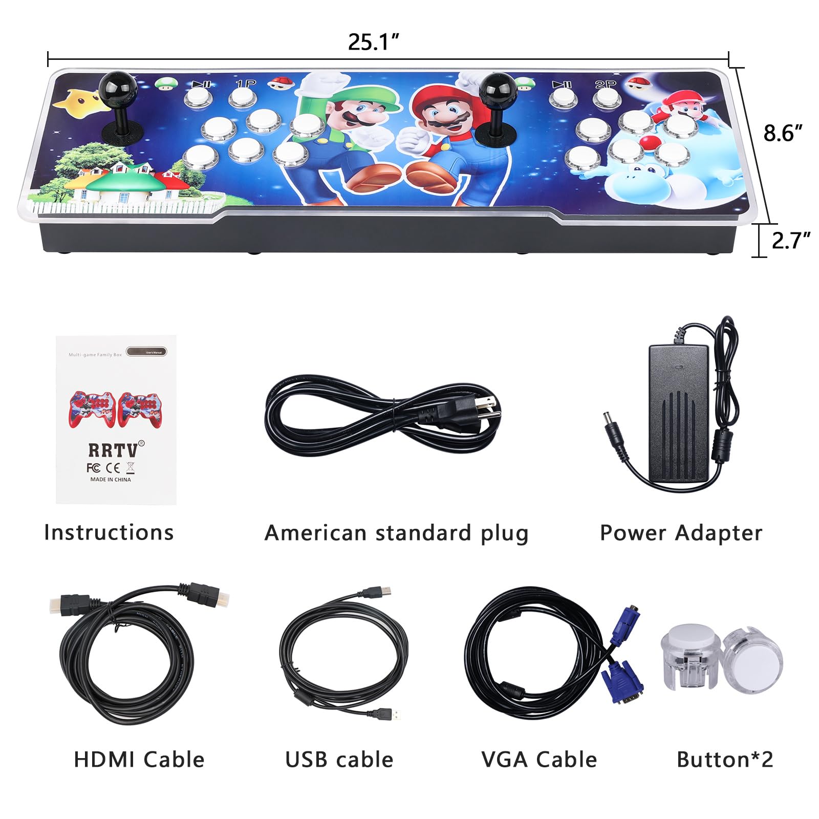 FVBADE [30000 Games in 1 70S Pandora Box Arcade Game Console Compatible PC & Projector & TV,3D Games 1-4 Players Double Joystick Favorite List Game Category Save/Search/Hide/Pause/Delete Games.