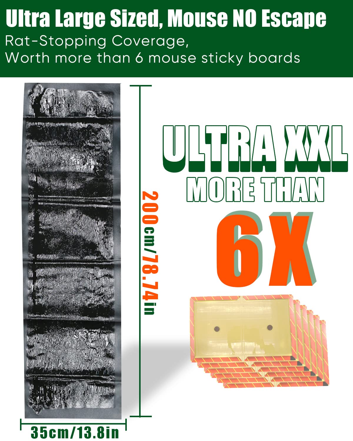 SEEKBIT 3 Pack Rat Sticky Traps XXL, Black Fabric Catching Mouse Glue Trap for Mice and Rats, Enhanced Stickiness Trapping Pads Work for Snakes Spiders Roaches House - 78.74x13.8