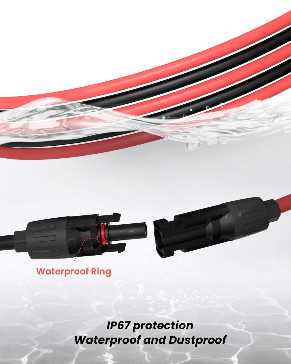 BougeRV Solar Wiring Kit, 6 Pair Solar Connectors and 1 Pair 20 Feet Solar Cable and 1 Pair Solar Panel Cable Spanner Tool and 1 PCS Solar Panel Cable Connector Crimper Tool for Solar Panel