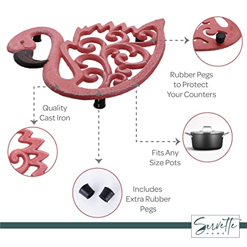 Cast Iron Pink Flamingo Trivets for Hot Dishes