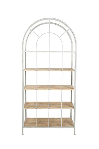 Creative Co-op EC0212 Metal Framed Bookshelf with 5 Wood Shelves Cabinets and Shelf Units, Grey