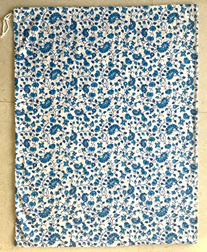 Cotton Mandala Print Washable Blue Laundry Bags Dirty Clothes Toy Storage for College Dorm or Travel Laundry Liner Draw-Cord with Cord-lock Pack Of 5 pcs