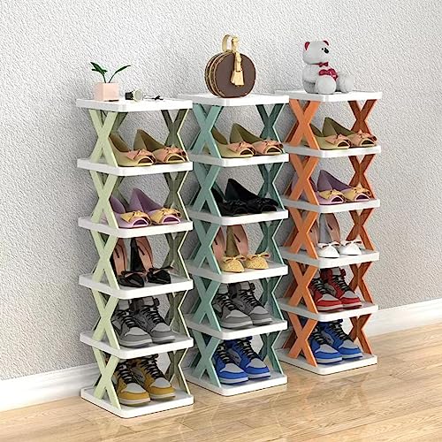 Enthowother Multi-Layer Shoe Rack Storage Organizer, Creative multi-layer shoe rack (Blue,6-layer)