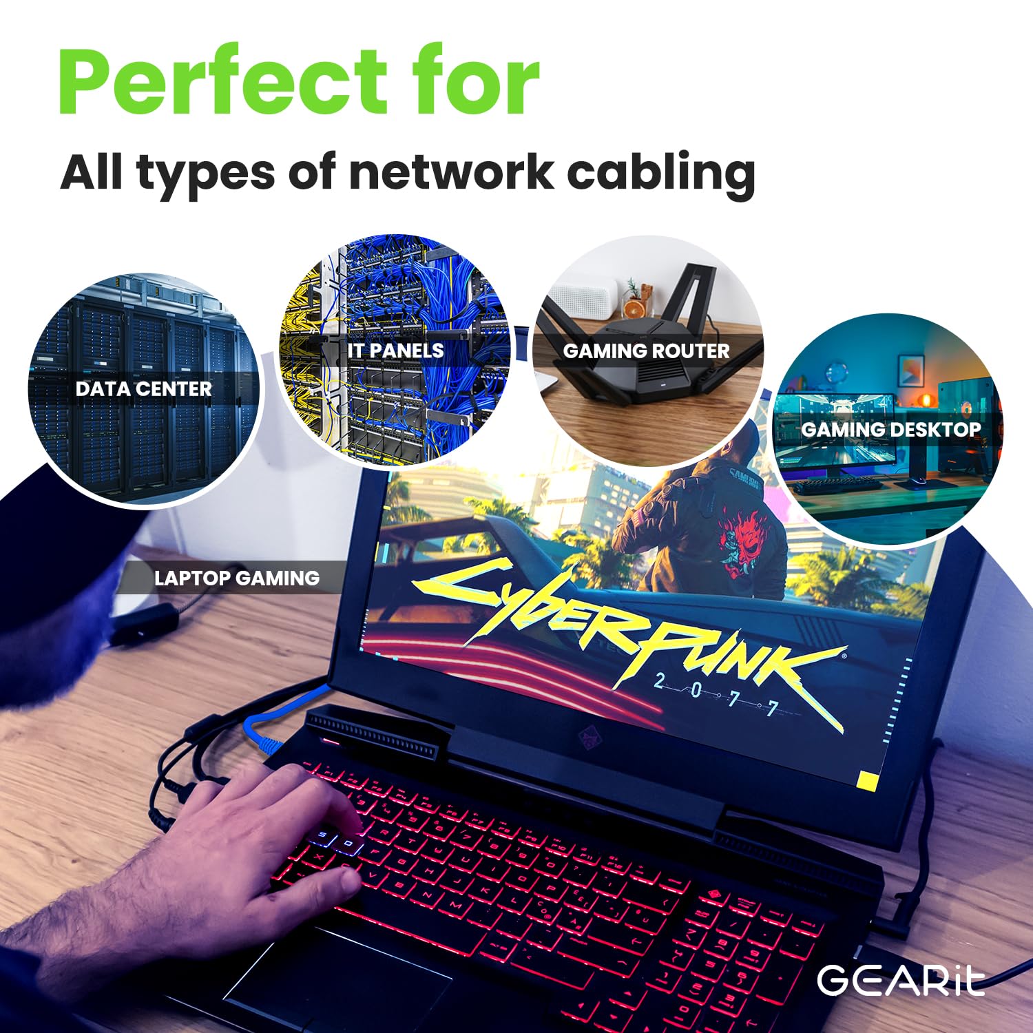 GearIT Cat 6 Ethernet Cable (50-Pack 1 Foot) Cat6 Network Patch, 10Gbps, RJ45, Snagless Cord, Gold-Plated Connectors, Internet for PC, TV, Tablet, Router, Printer, Servers, IT Data Center - Blue