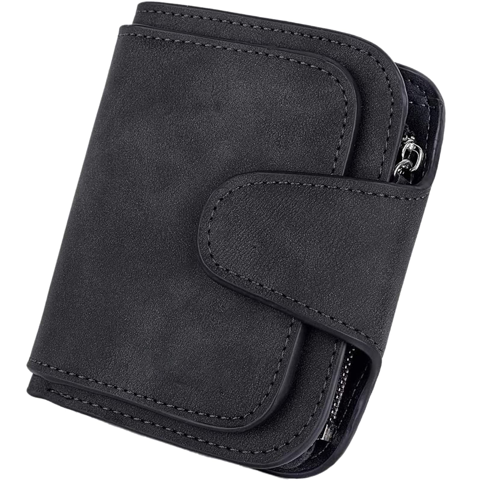 KELEEL Small Wallet for Women RFID Blocking Genuine Leather Bifold Wallet Zipper Coin Pocket Credit Card Holder Purse with ID Window