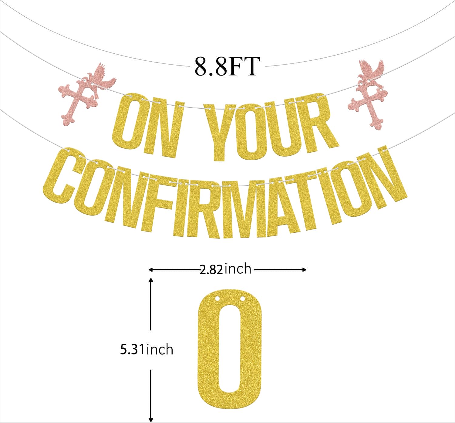 On Your Confirmation Banner, Holy Confirmation Banner Decorations, Bachelorette, Engagement, Bridal Shower, Wedding Anniversary Party Decorations Supplies Gold Silver Glitter