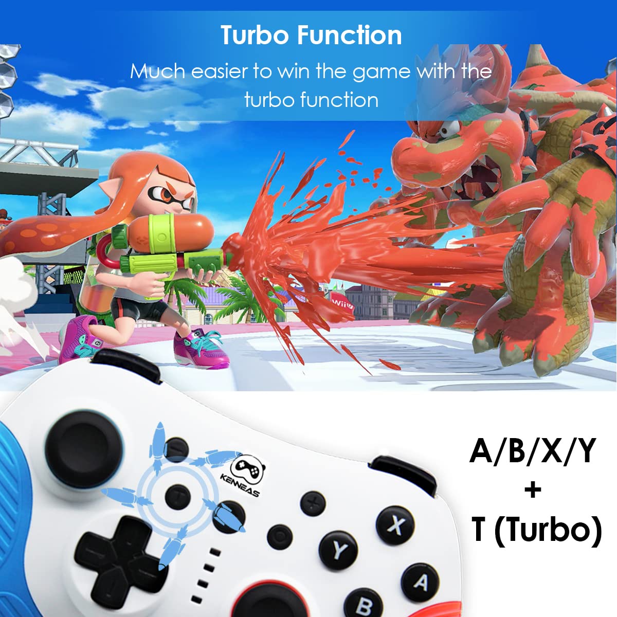 KENNEAS Wireless Pro Controller for Switch/Switch Lite, Switch Remote Gamepad with Wake-up, 3-Level Vibration, Turbo, Motion Control Function, 600mAh Battery Wireless Switch Controller