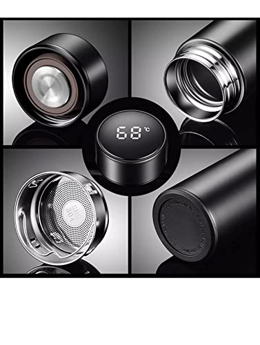 Coffee/Tea thermos, 23 Oz Smart Coffee bottle, LED Temperature Display, Sports Water Bottle, Double Wall Vacuum Insulated Water Bottle, Stay Hot or Cold for 24 Hours (Black), WB1