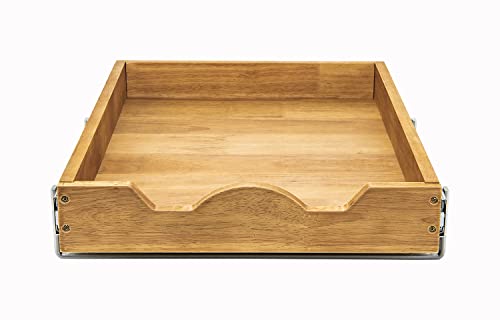 DINDON 1 Tier Pull Out Cabinet Organizer (14" W x 21" D) Single Tier Heavy Duty Sliding Wood Drawer Under Cabinet Shelf Organization Storage