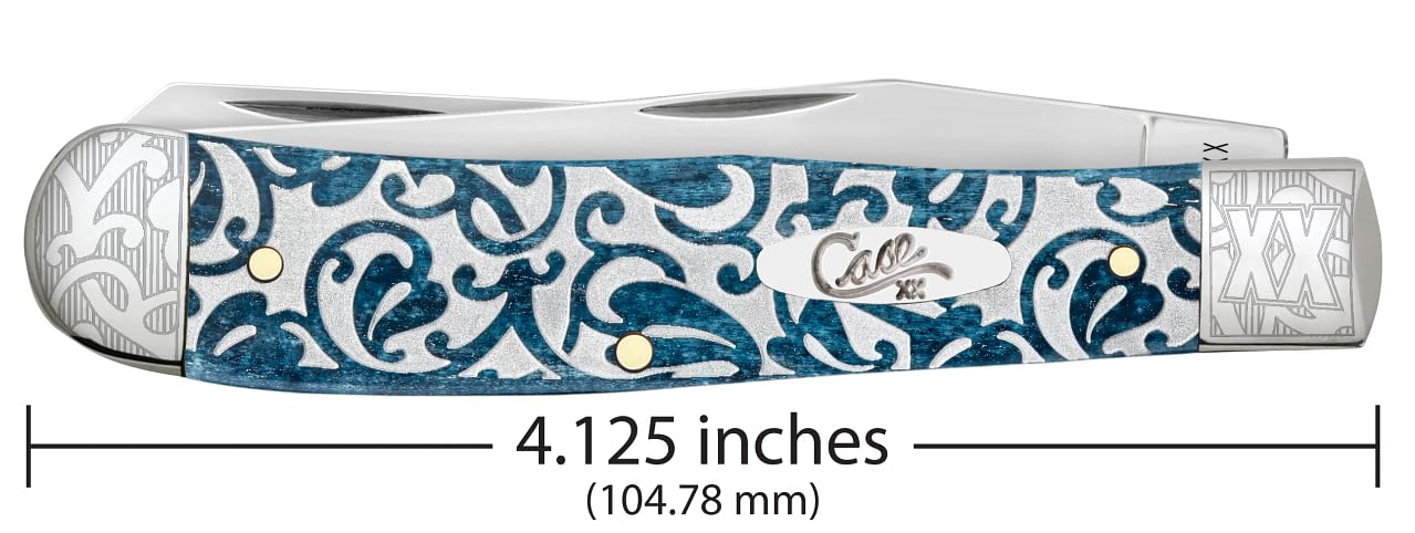 Case xx Knives Trapper Ivy Mediterranean Blue Bone 10750 Stainless Pocket Knife