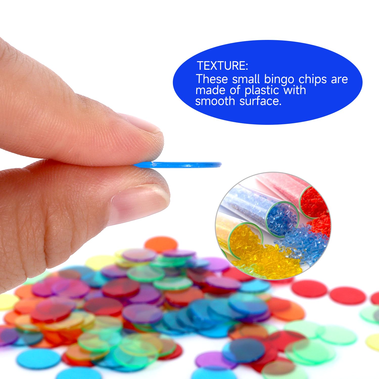 GSE Games & Sports Expert 1,000 Pieces 3/4-Inch Multi-Color Bingo Chips, High-Contrast Transparent Counting Chips for Bingo Games, Parties