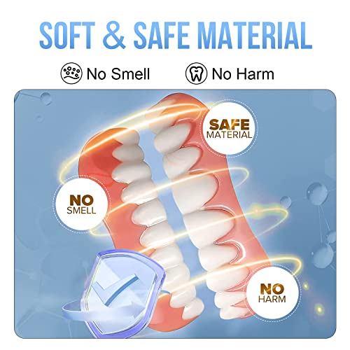 Fake Teeth,2PCS Dentures Cosmetic Teeth for Upper and Lower Jaw,Natural Shade and Comfortable Fit,Veneer Dentures for Women and Men-A03